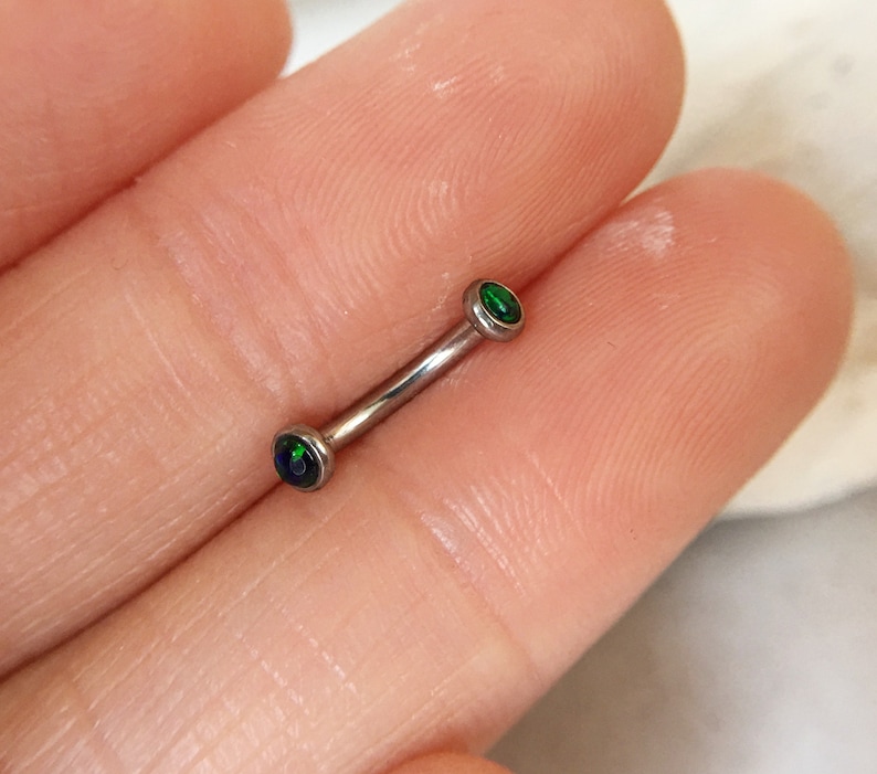 16g Green Stone Eyebrow,eyebrow Ring, Rook Barbell,rook Earrings ...