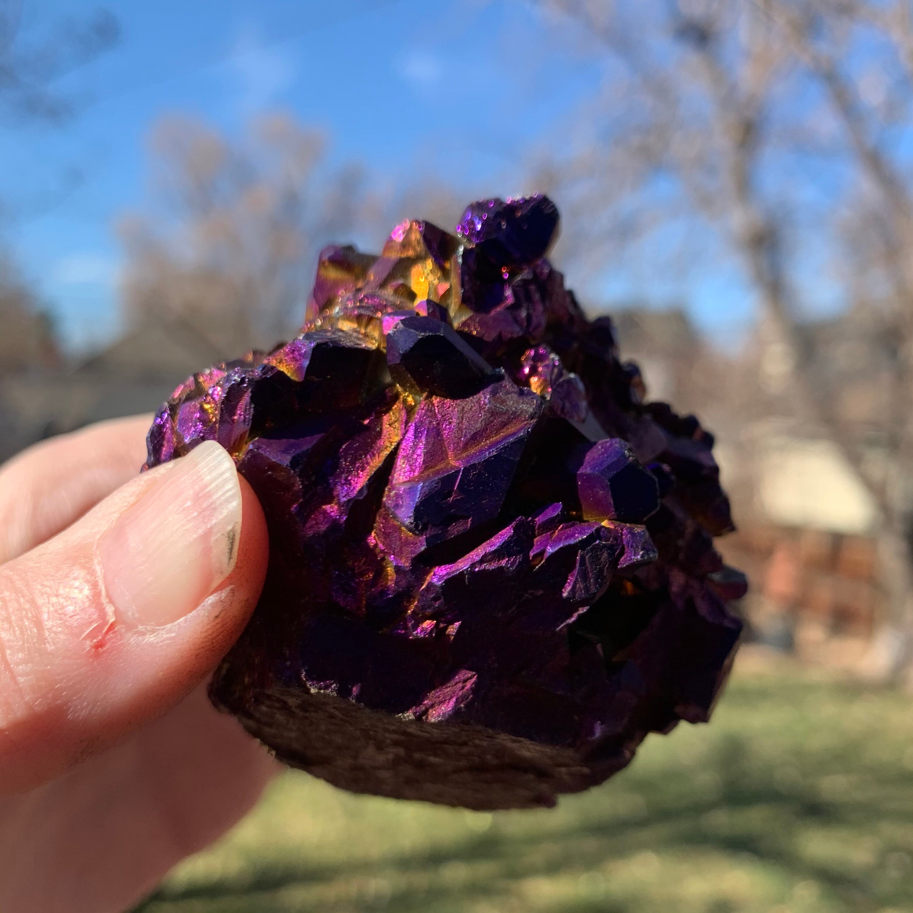 Purple and Gold Titanium Aura Quartz Crystal Cluster 210g | Etsy