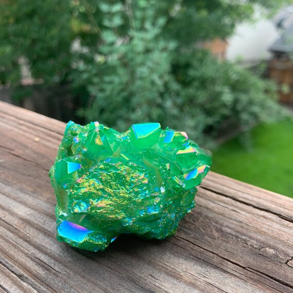 Green Apple Aura Quartz Crystal Cluster 144g | Etsy