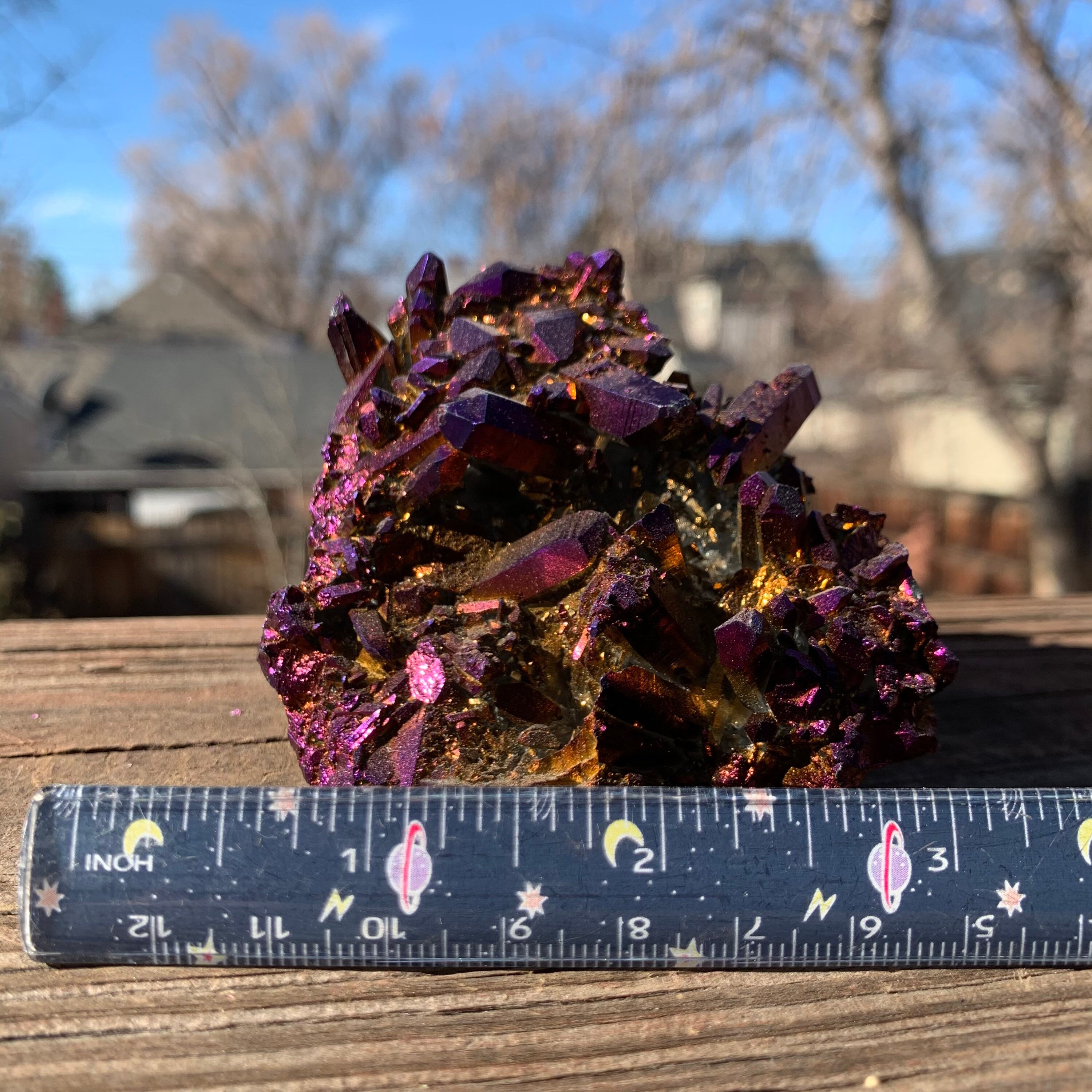 Purple and Gold Titanium Aura Quartz Crystal Cluster 236g | Etsy