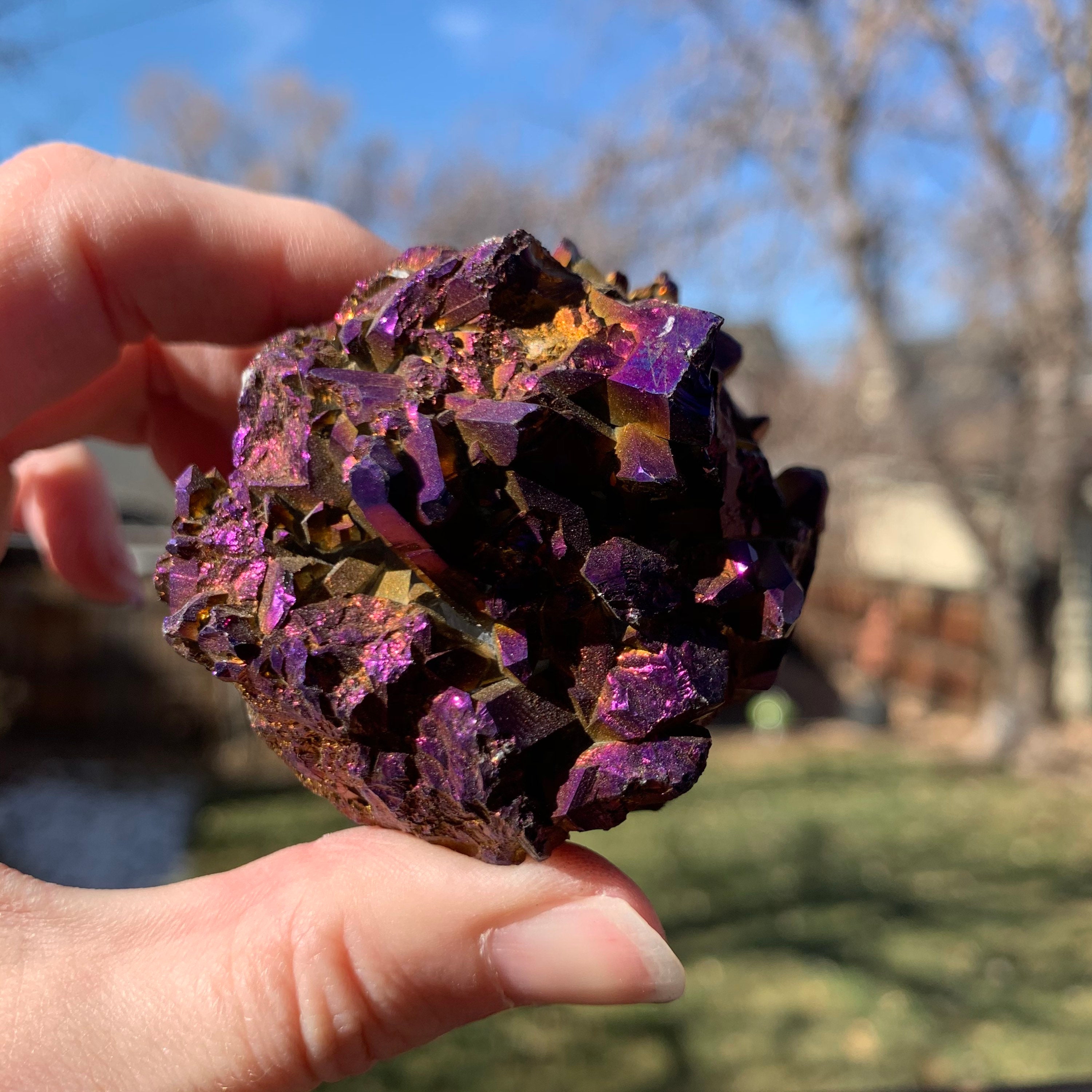 Purple and Gold Titanium Aura Quartz Crystal Cluster 210g - Etsy