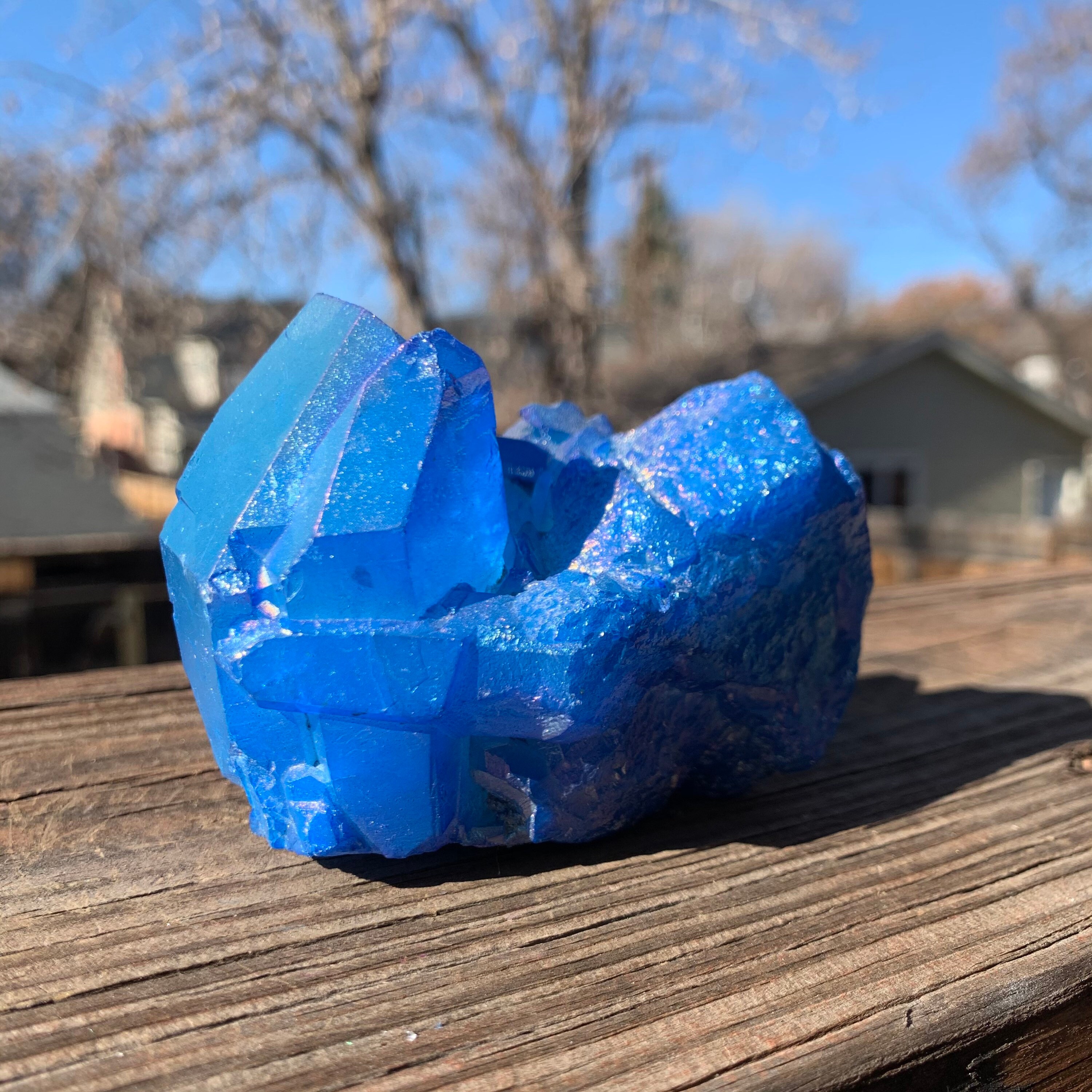 Blue Flame Aura Quartz Crystal Cluster 320g | Etsy