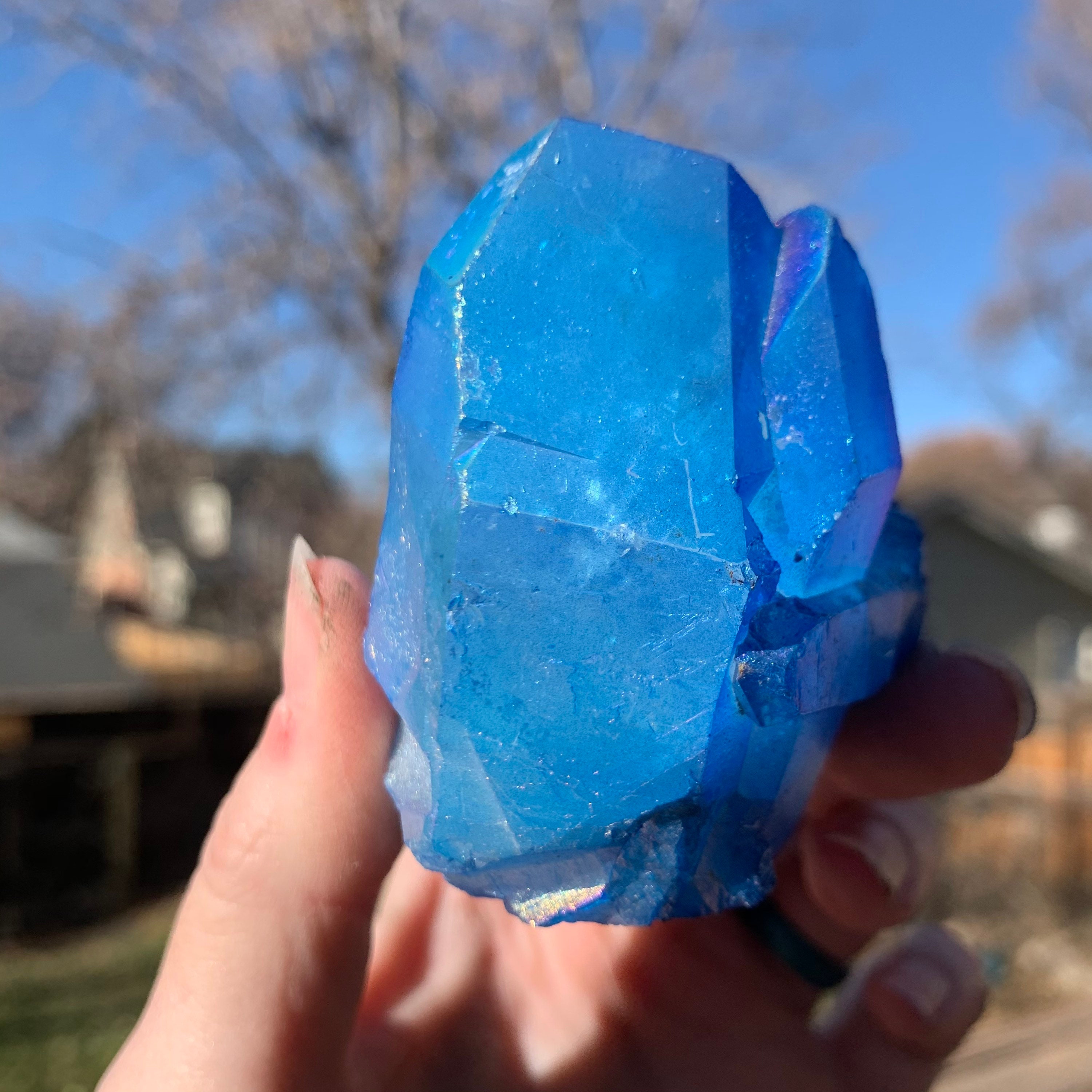 Blue Flame Aura Quartz Crystal Cluster 320g | Etsy