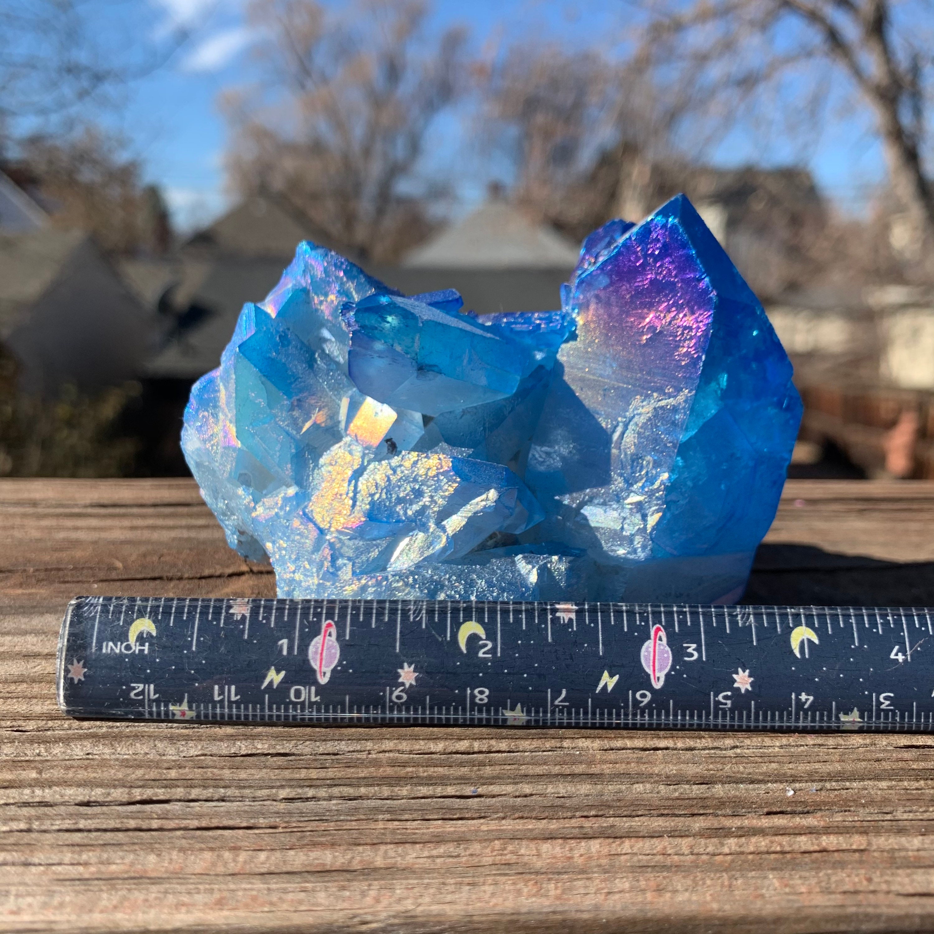 Blue Flame Aura Quartz Crystal Cluster 320g | Etsy