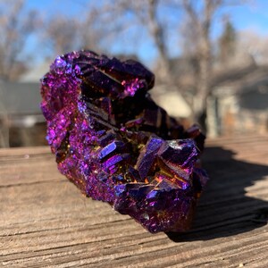 Purple and Gold Titanium Aura Quartz Crystal Cluster 256g - Etsy