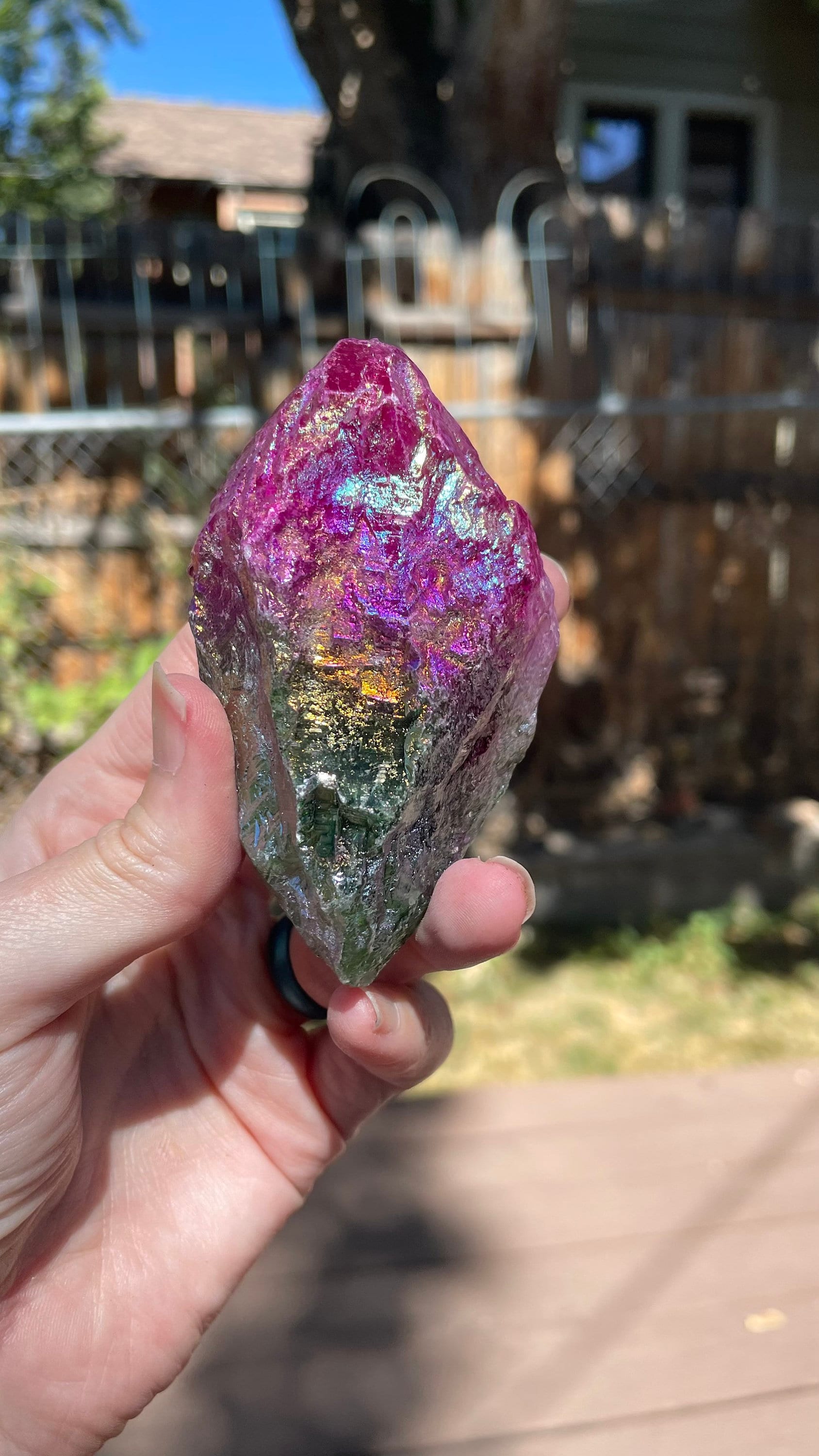 Giant Watermelon Ombré Aura Quartz Crystal Point | Etsy