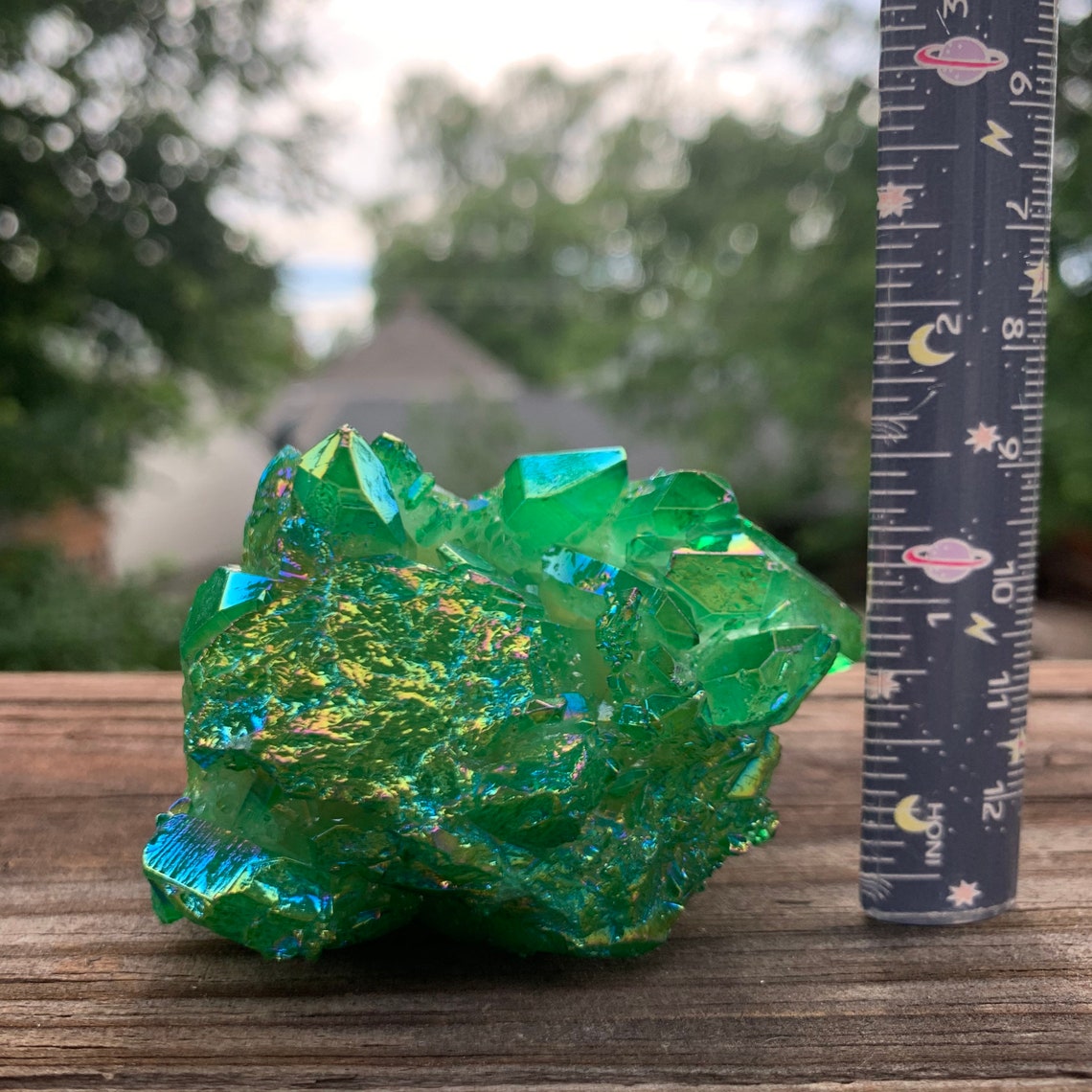 Green Apple Aura Quartz Crystal Cluster 144g - Etsy