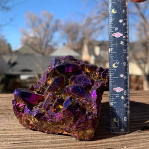 Purple and Gold Titanium Aura Quartz Crystal Cluster 256g - Etsy