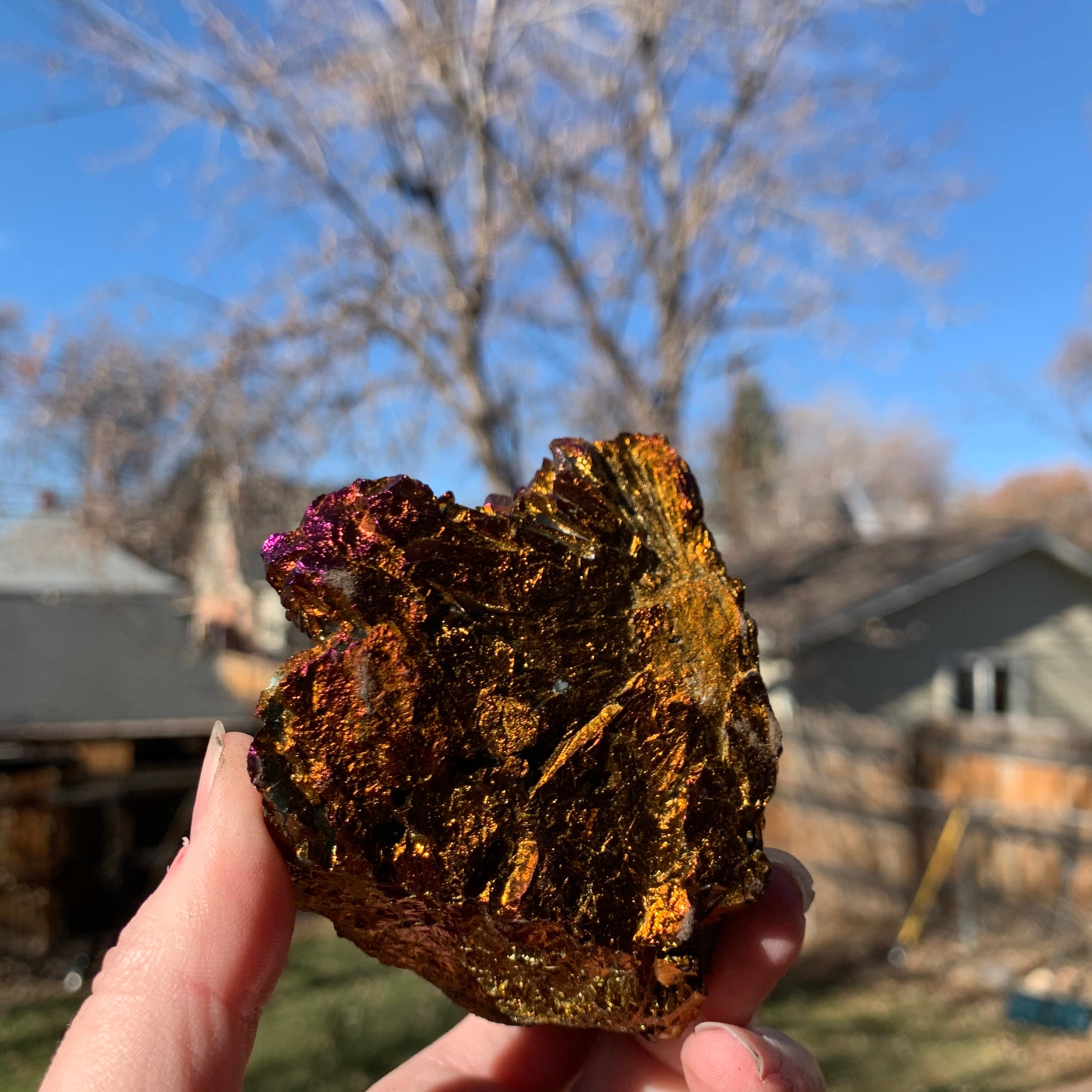 Purple and Gold Titanium Aura Quartz Crystal Cluster 236g | Etsy