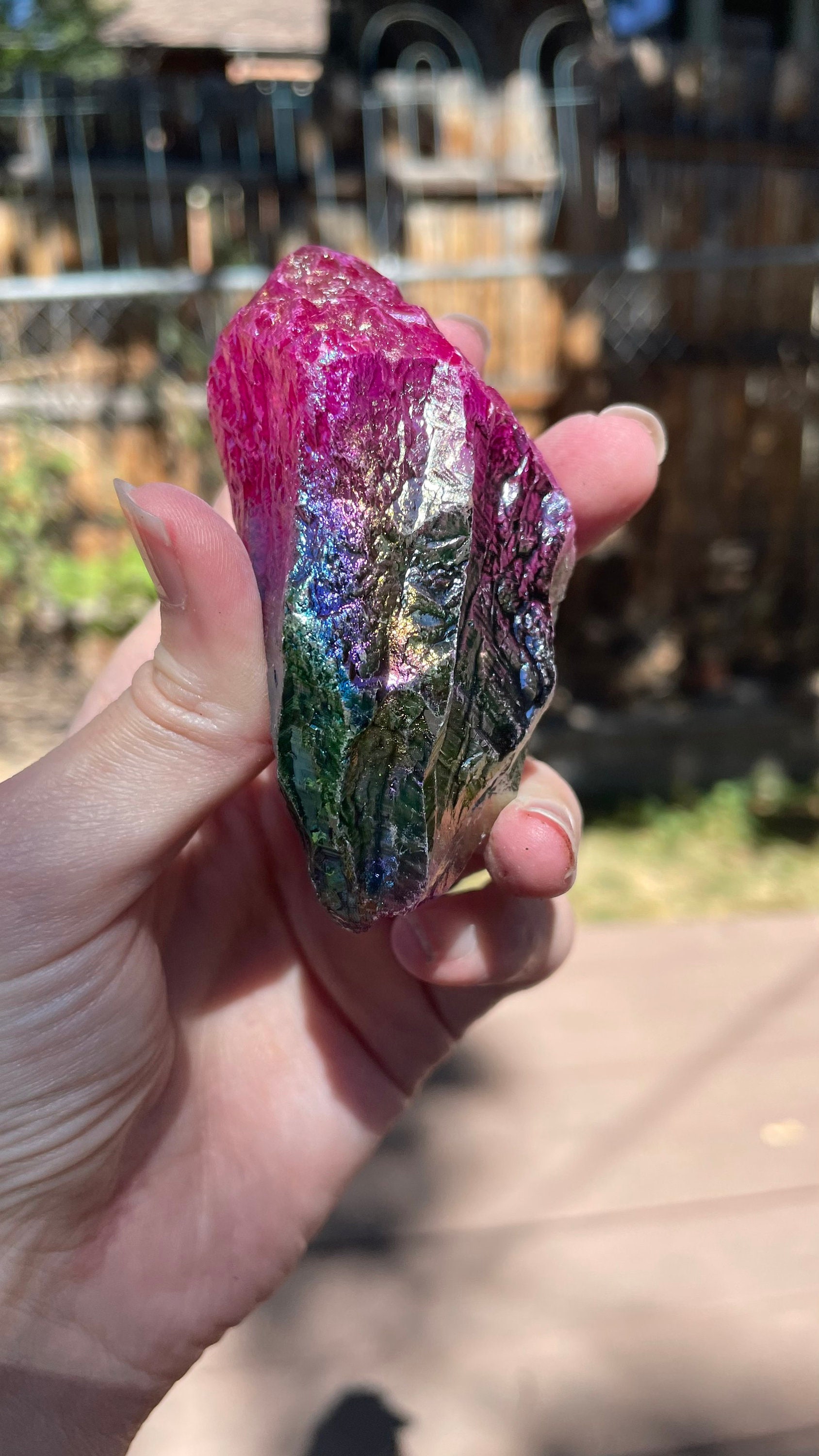 Giant Watermelon Ombré Aura Quartz Crystal Point | Etsy