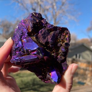 Purple and Gold Titanium Aura Quartz Crystal Cluster 256g - Etsy