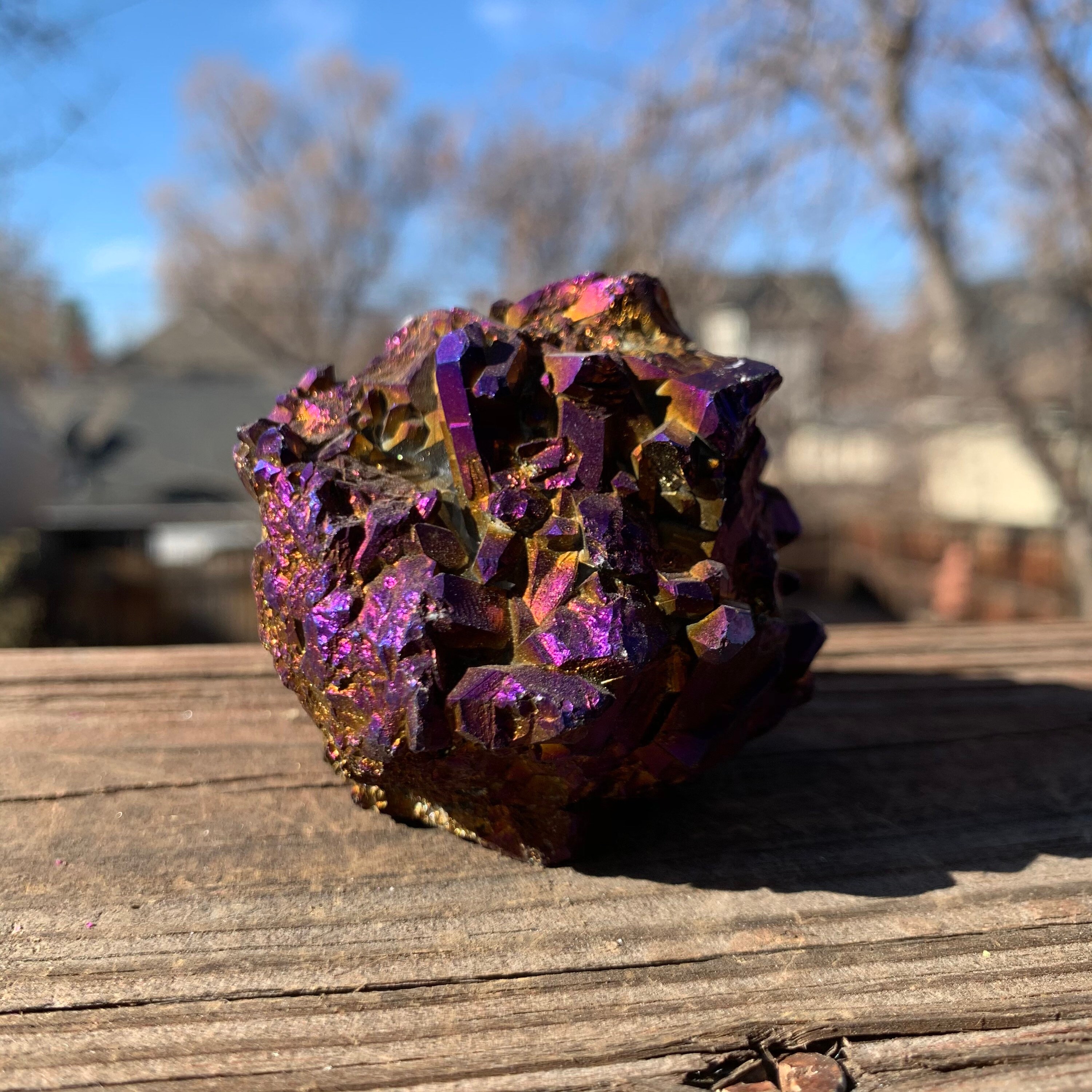 Purple and Gold Titanium Aura Quartz Crystal Cluster 210g - Etsy