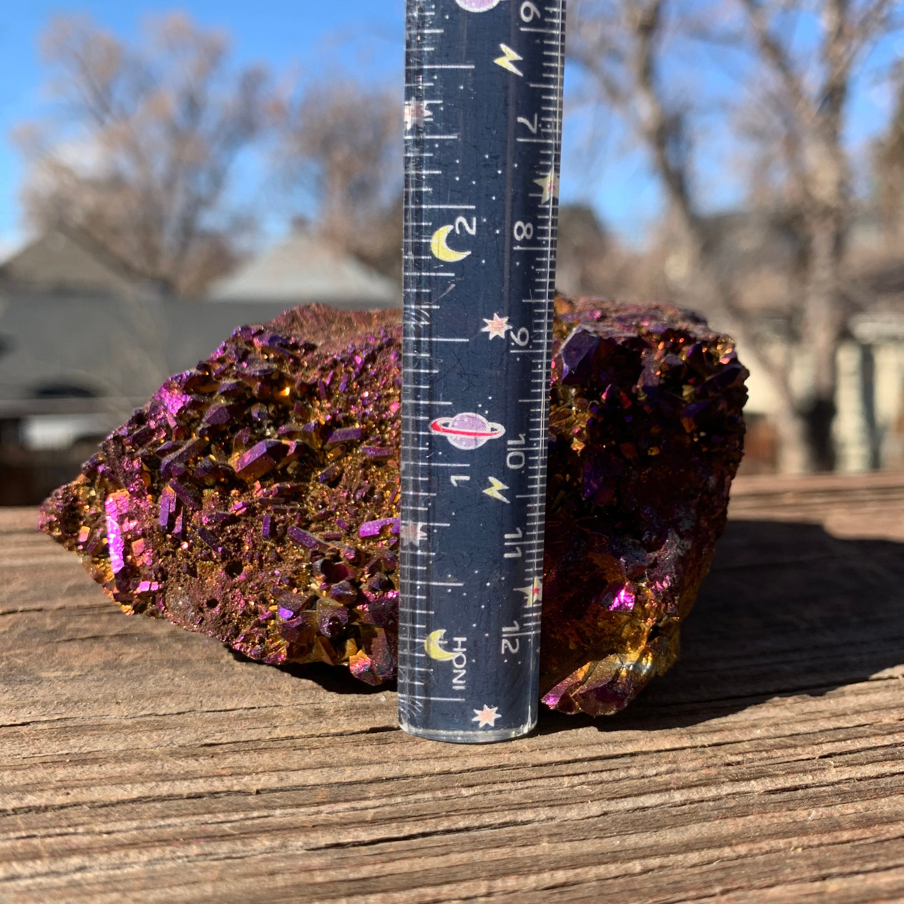 Purple and Gold Titanium Aura Quartz Crystal Cluster 271g | Etsy