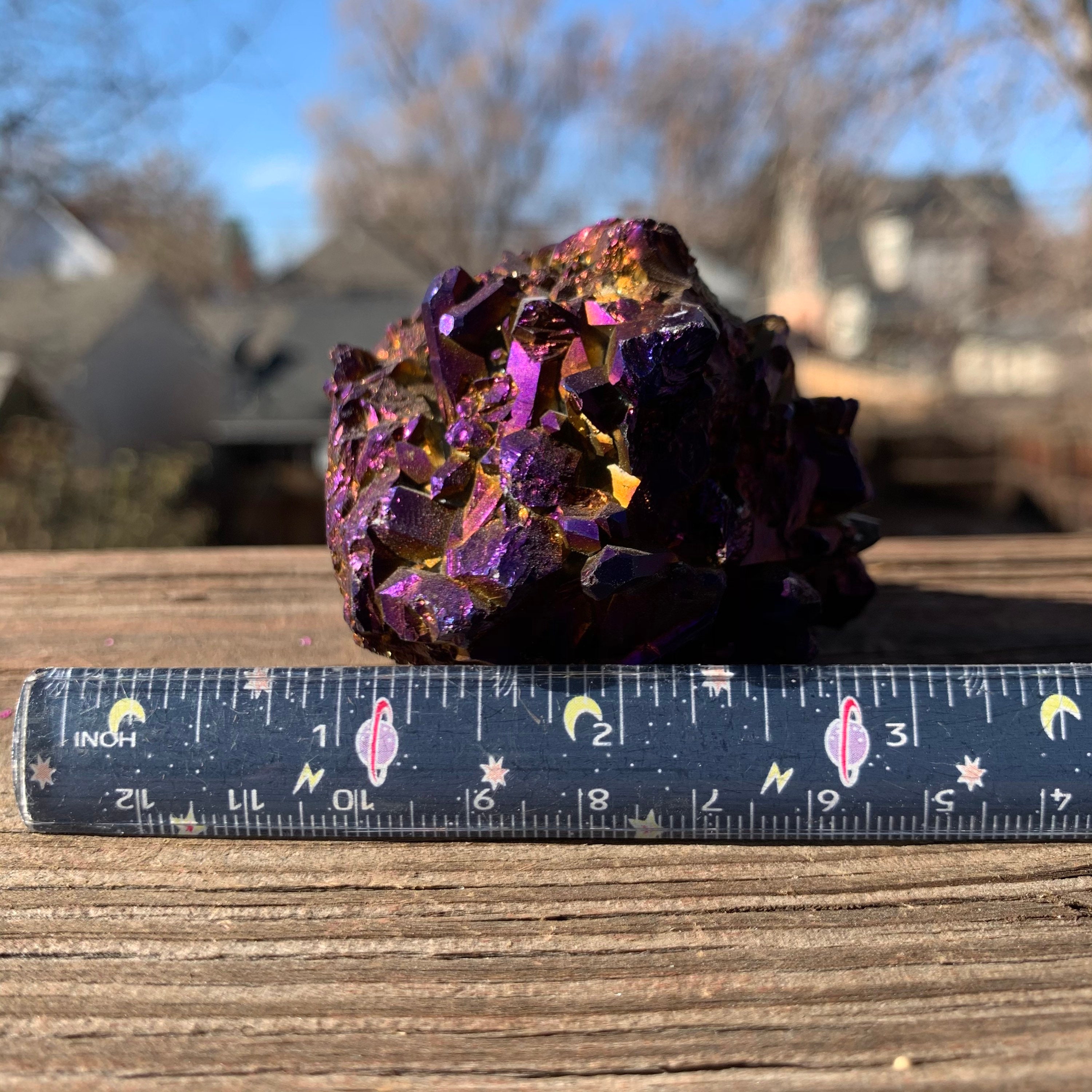 Purple and Gold Titanium Aura Quartz Crystal Cluster 210g | Etsy