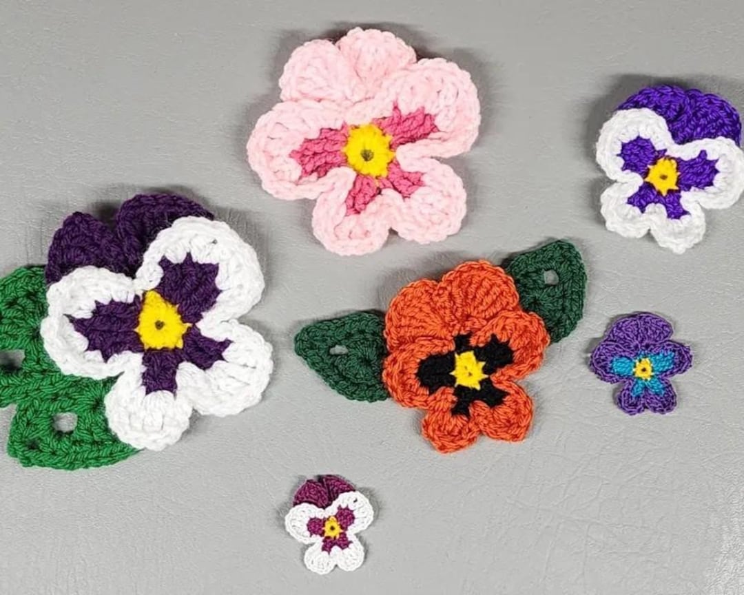 Crochet Pansy Flower Applique/shirt Pin/fridge Magnet ***DIGITAL ...