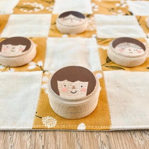 Quilted Checkers Game With Hand Painted Wooden Checkers Pieces Fun ...