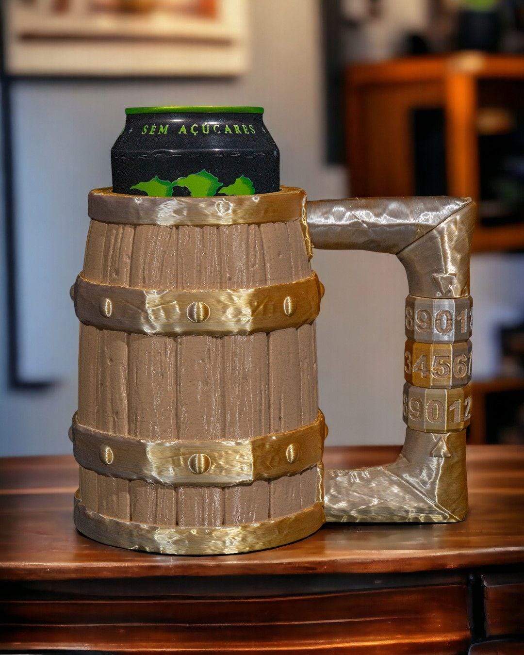 Keg ‘O Beer Can Holder With Hit Point Tracker This RPG Miniature Wooden ...