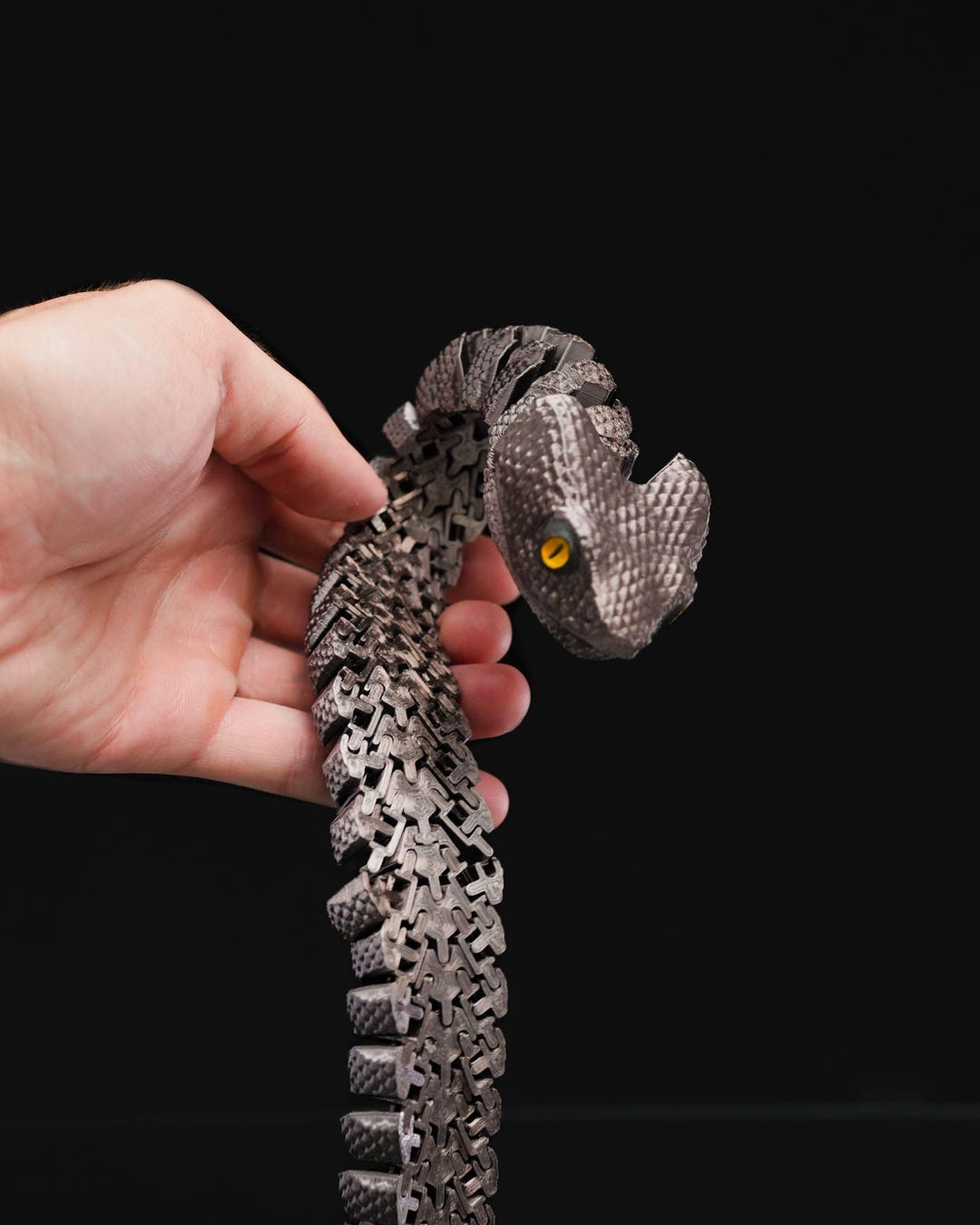 Snake Black Articulated Bush Viper Snake 3d Printed Toy Collectible ...