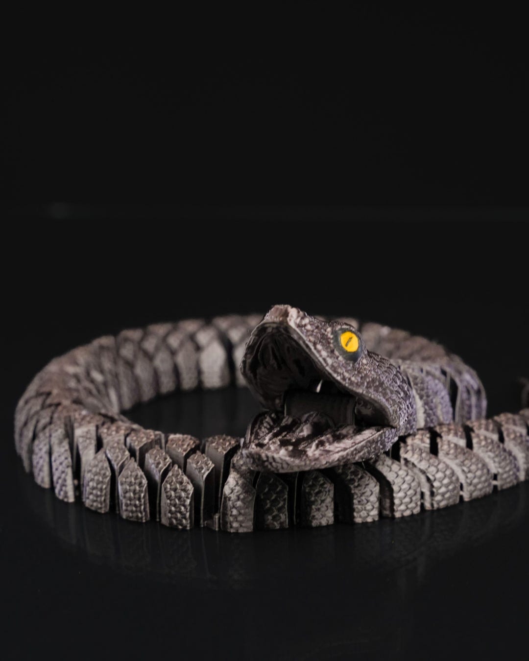 Snake Black Articulated Bush Viper – 3D Printed Snake Fidget Toy for ...