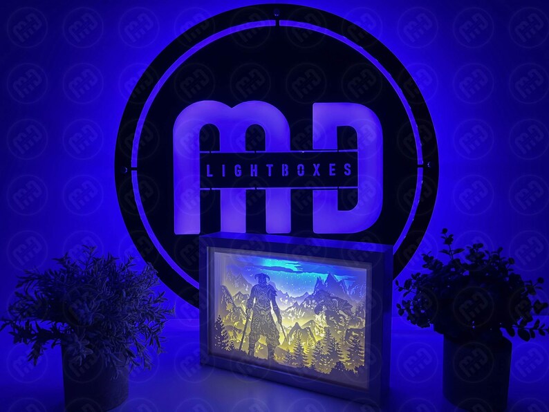 Deluxe Elder Scrolls Skyrim Light Box, 3D LED Gaming Room Decor, Gamer ...