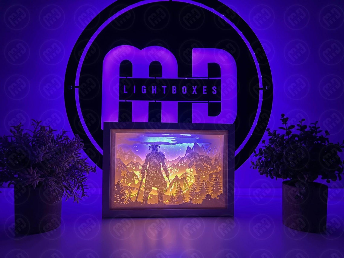 Deluxe Elder Scrolls Skyrim Light Box, 3D LED Gaming Room Decor, Gamer ...