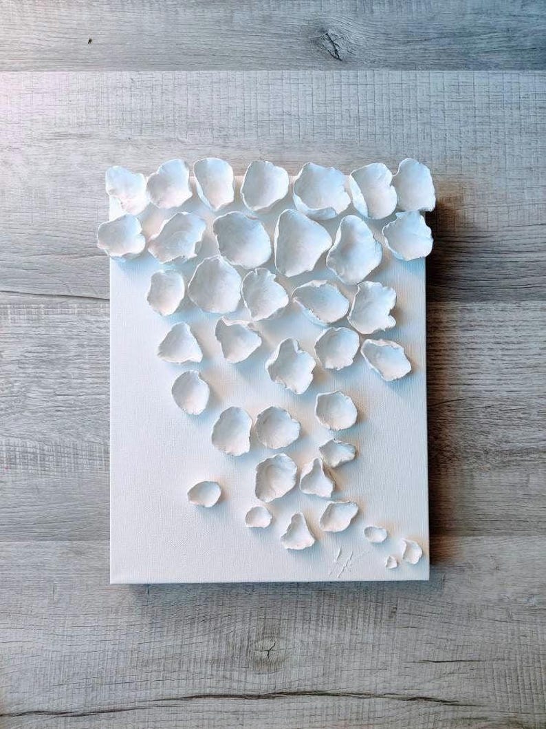 White Clay Abstract Wall Sculpture on Canvas: Textured 3D Art. - Etsy