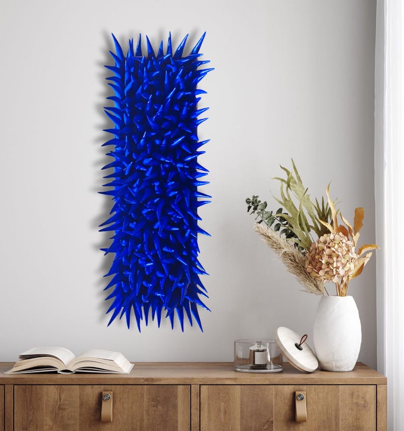 Blue Clay Spiky Wall Sculpture: Ultra-vibrant Canvas Art - Etsy