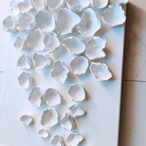 Abstract Wall Sculpture on Canvas, White Clay Wall Sculpture, 3D Wall ...