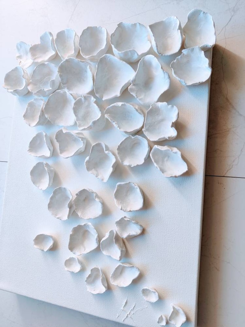 White Clay Abstract Wall Sculpture on Canvas: Textured 3D Art. - Etsy