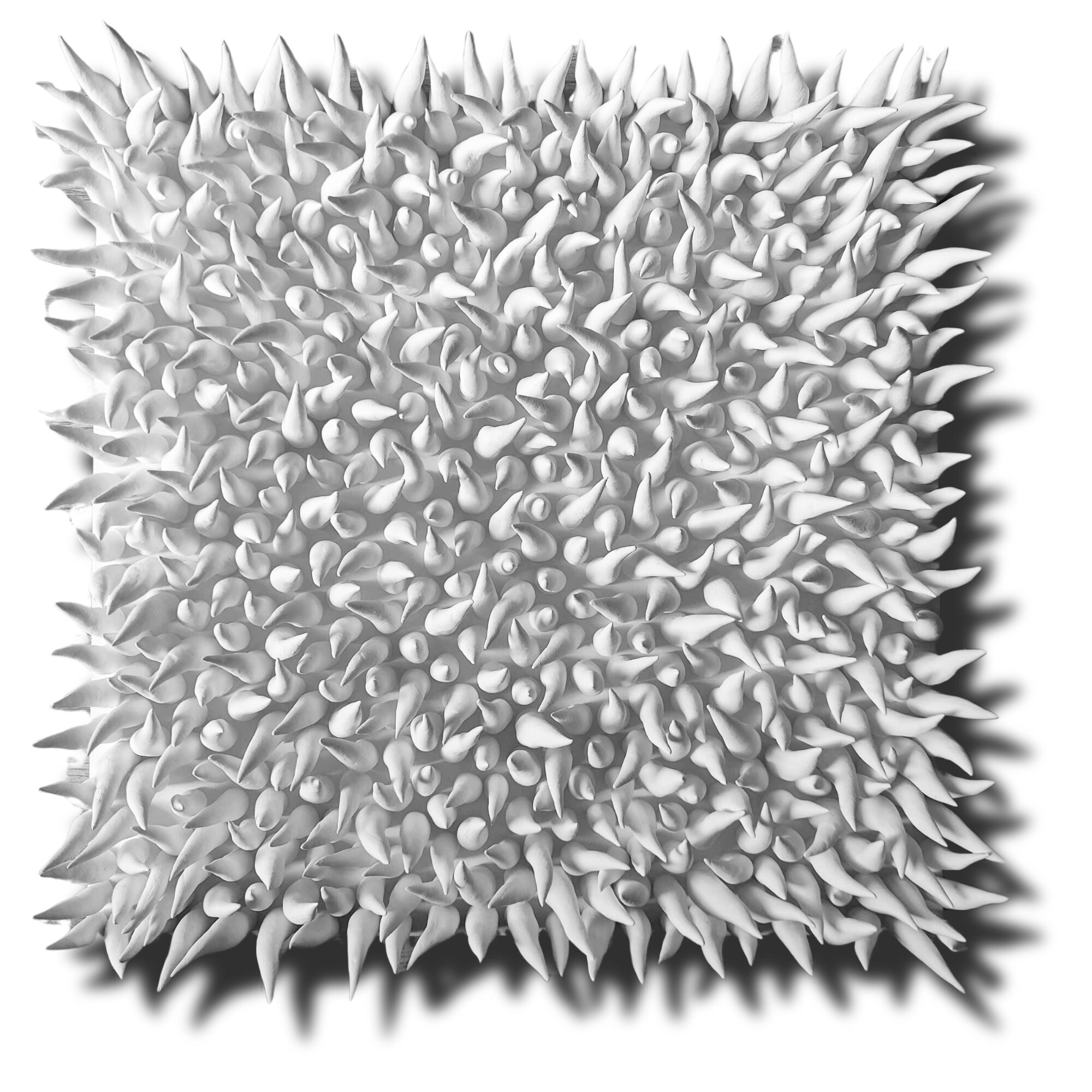 White Spikes Clay Wall Sculpture: Abstract Contemporary Art on 20 ...