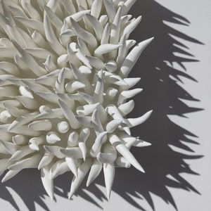 White Clay Wall Sculpture on Canvas: Spiky Abstract Square Art - Etsy