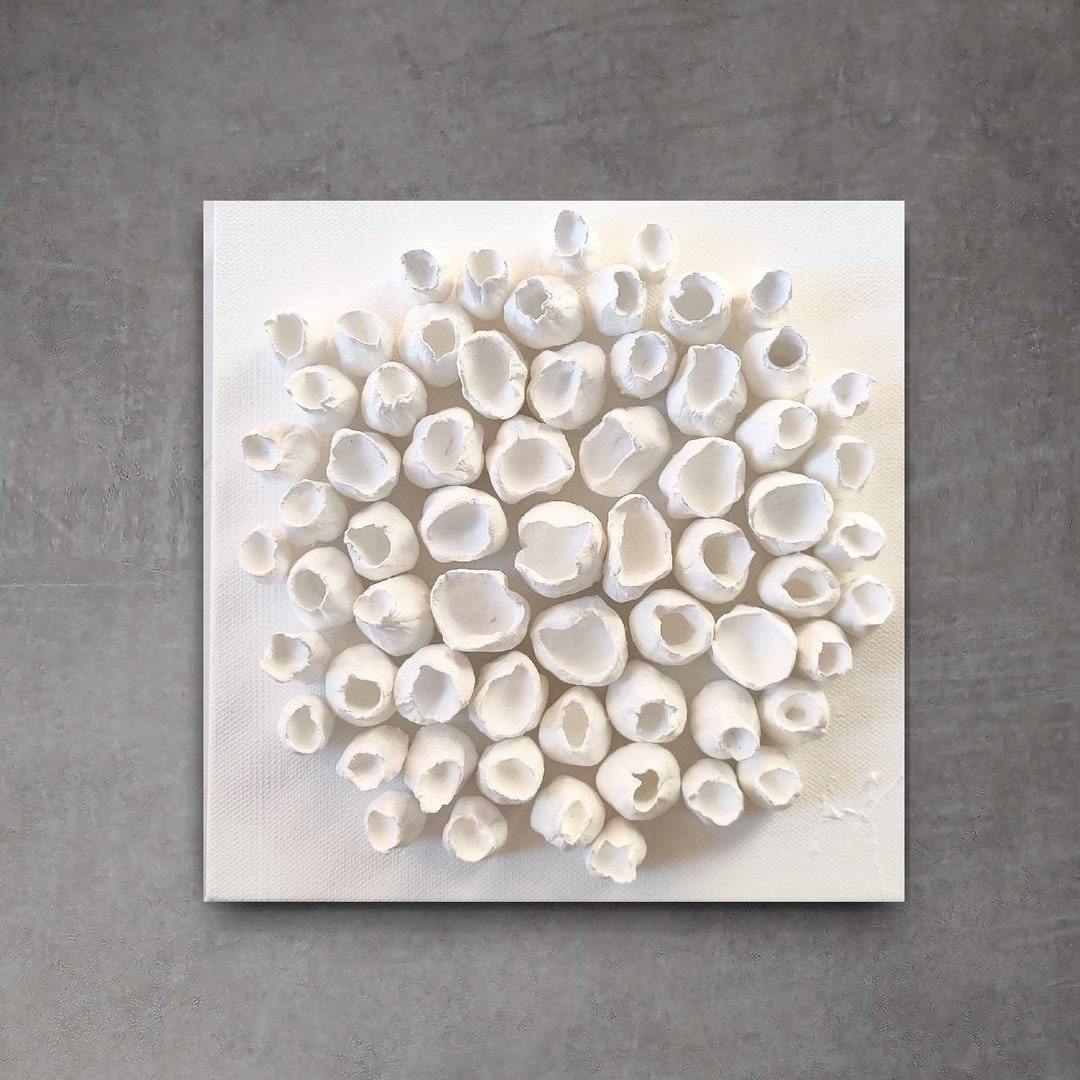 White Sculpture, Abstract Clay Wall Sculpture, Small Sculpture, White ...