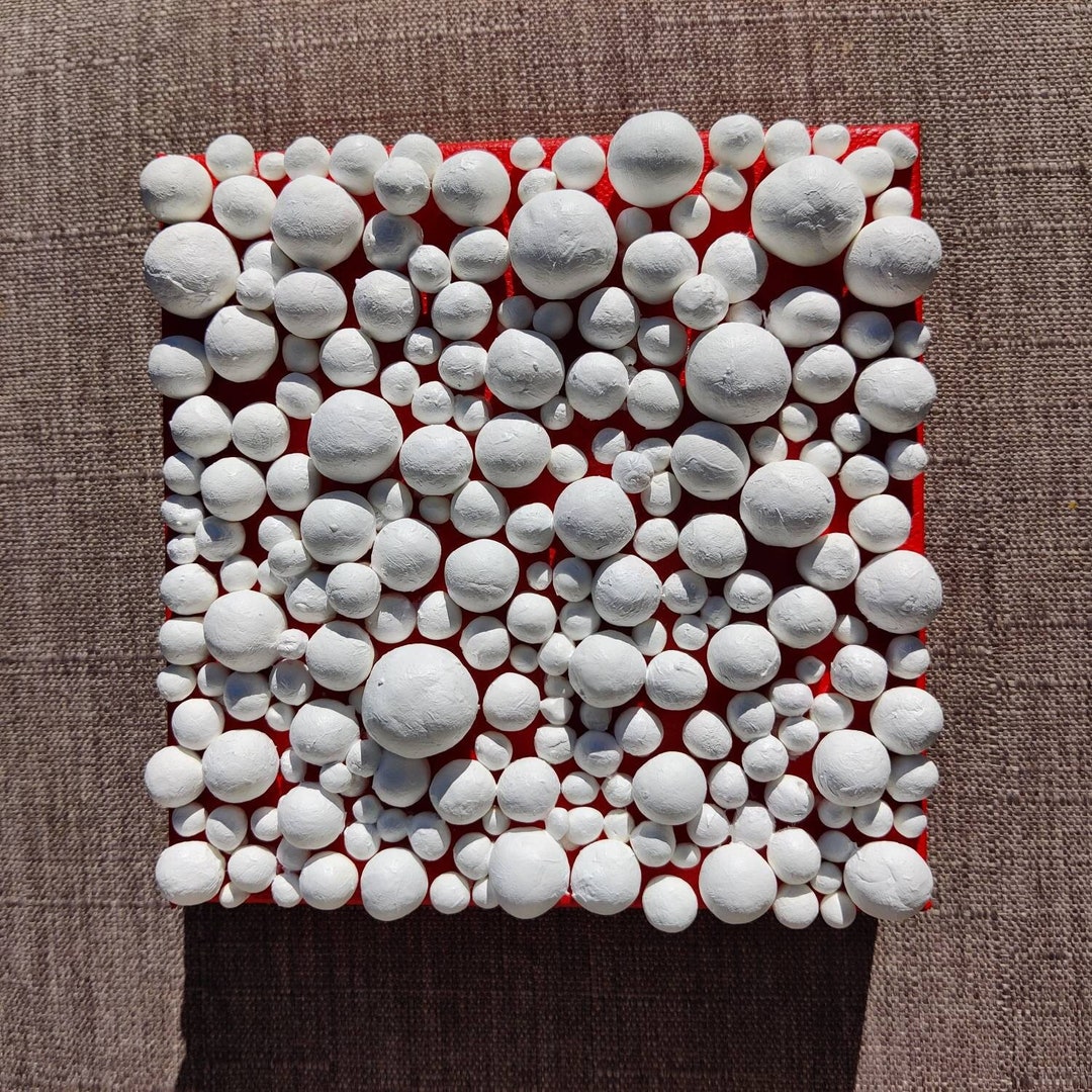 Sphere Wall Sculpture, Bubbles Wall Sculpture, White and Red Art, White ...