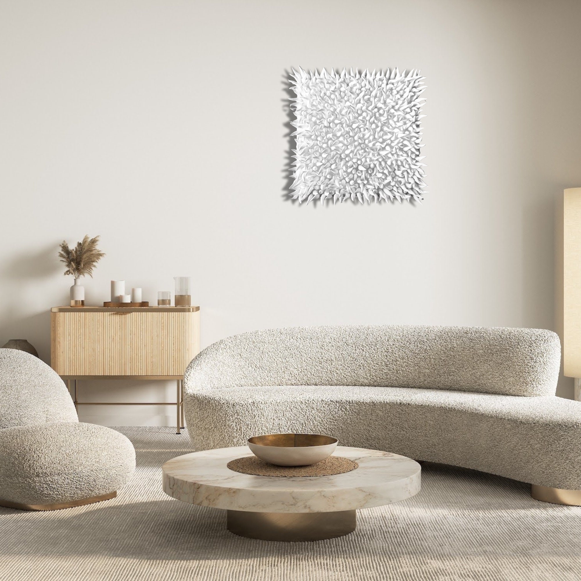 White Spikes Clay Wall Sculpture: Abstract Contemporary Art on 20 ...