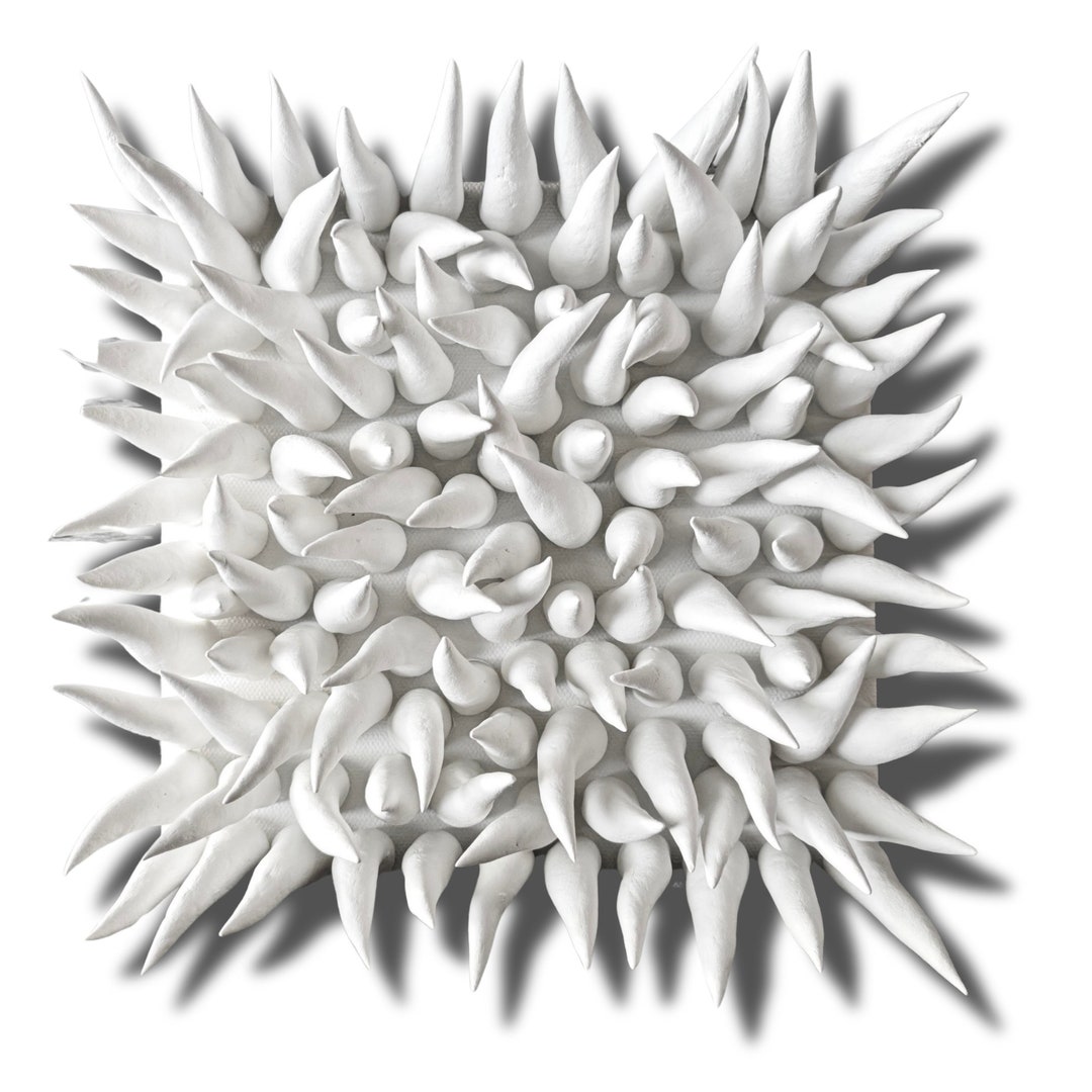 White Sculpture on Canvas, 9"x"9 Canvas Art, Abstract Art, Clay Wall ...