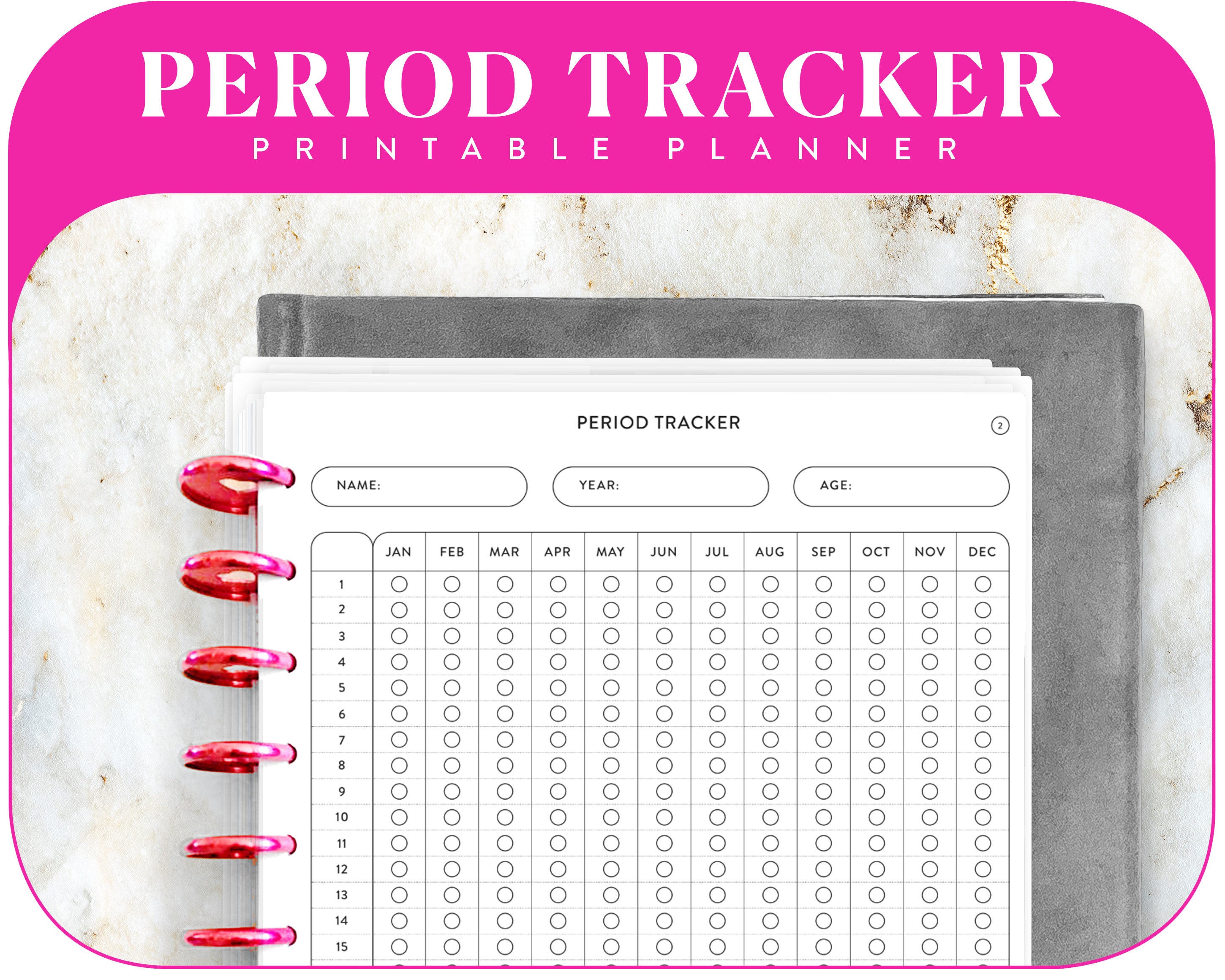Period Tracker Planner Printable, Period Tracker, Menstrual Cycle ...