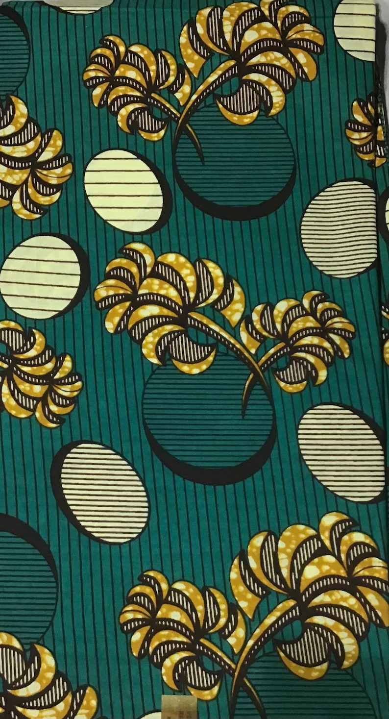 African Print Fabric Green Gold Mushrooms - Etsy