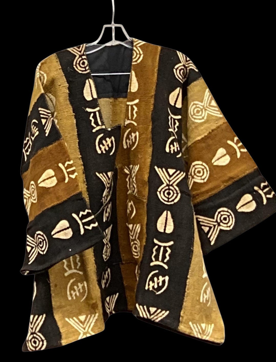 Hand Woven Mud Cloth Top, Tri Color, Gold, Brown, Black, Gye Nyame ...