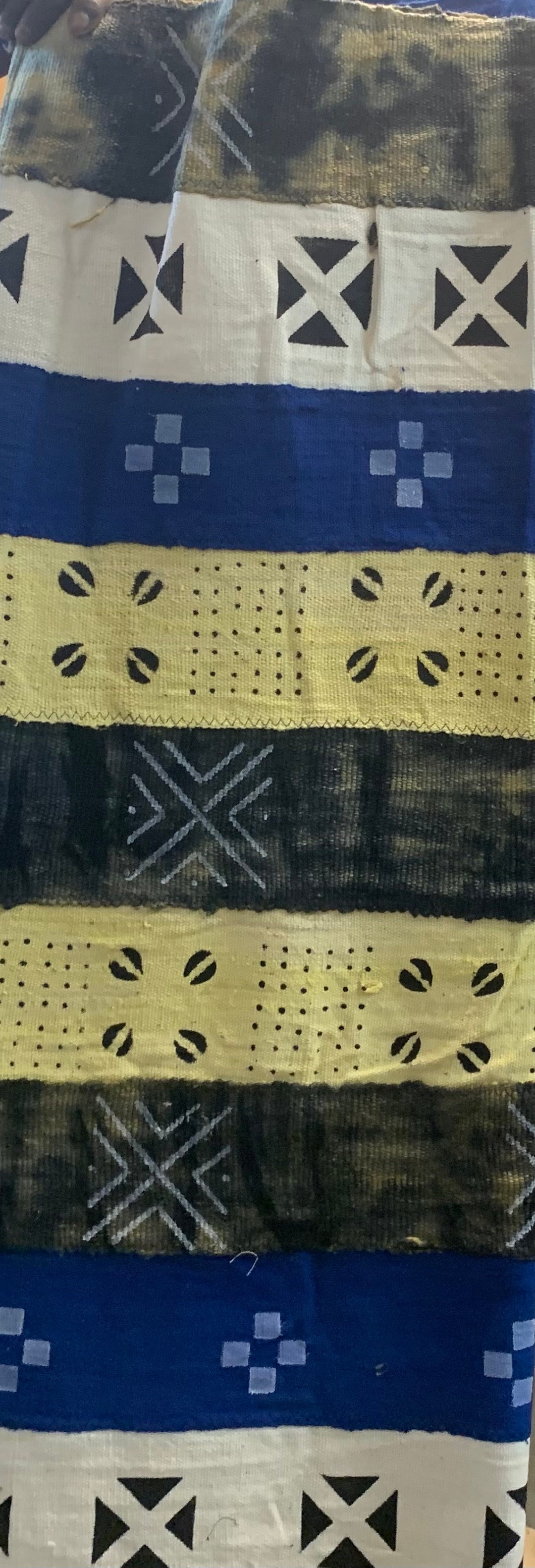 Hand Woven Mud Cloth, Royal Blue, Black, Yellow, White - Etsy