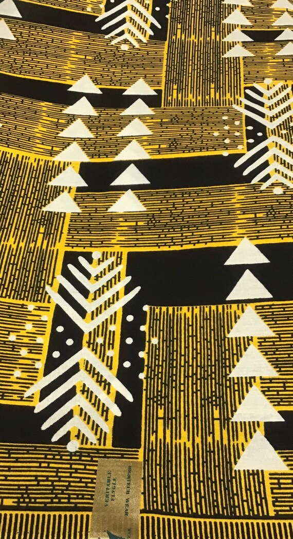 African Print Fabric Yellow Black White - Etsy