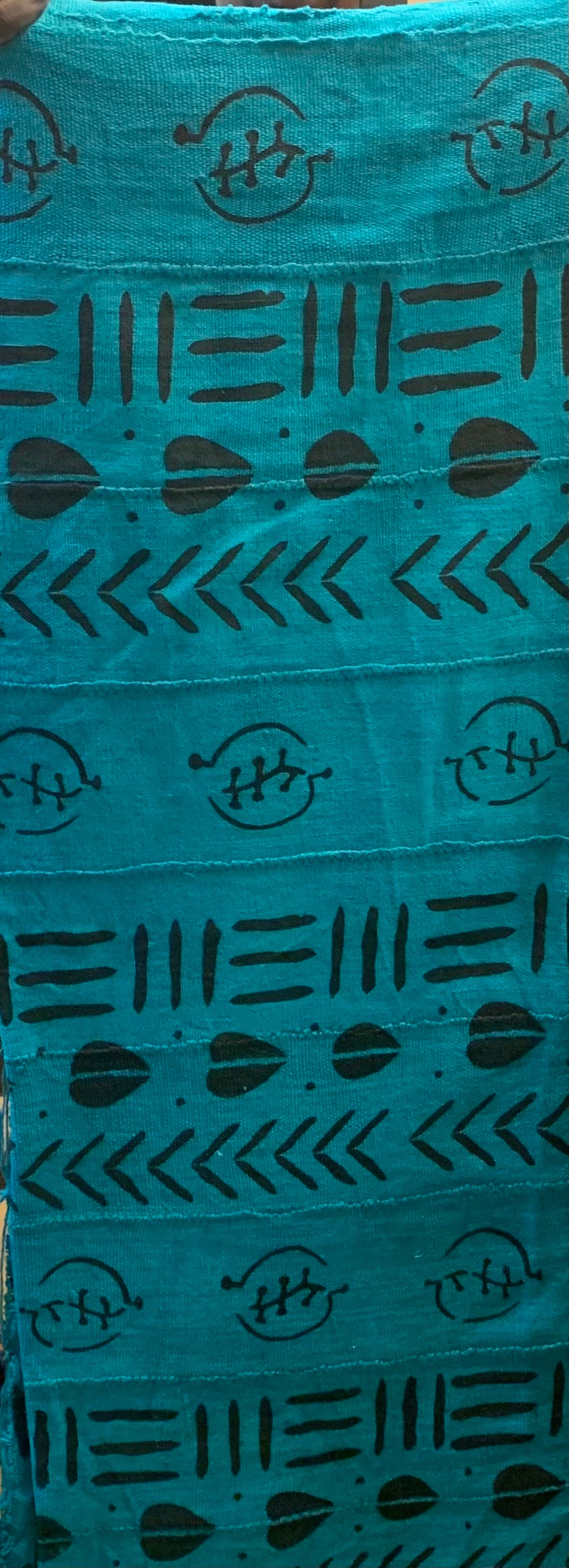 Hand Woven Mud Cloth Emerald Green, Gye Nyame, Cowrie Shell, Arrows ...