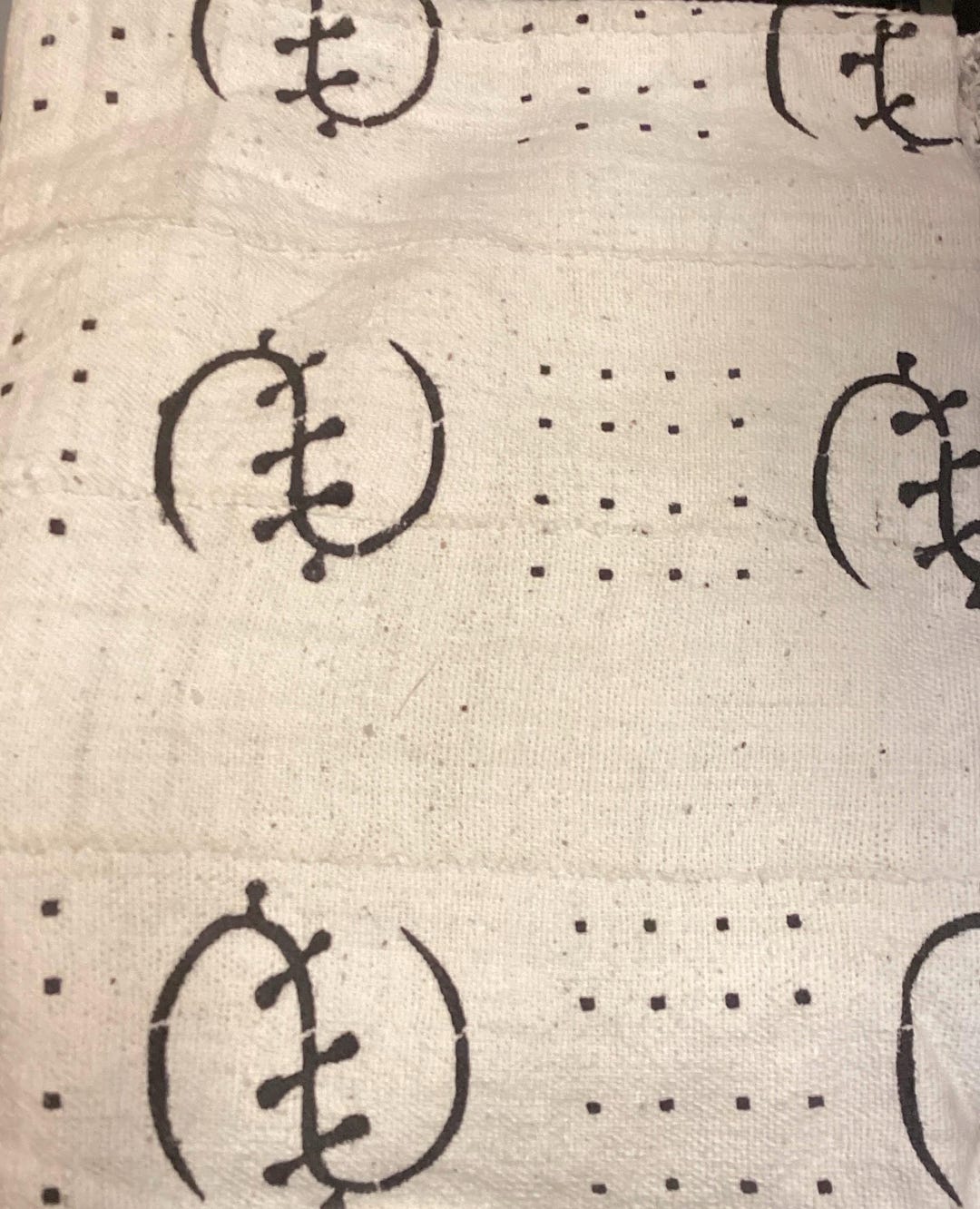 Hand Woven White Mud Cloth, Beautifully Hand Drawn Gye Nyame, Eight ...
