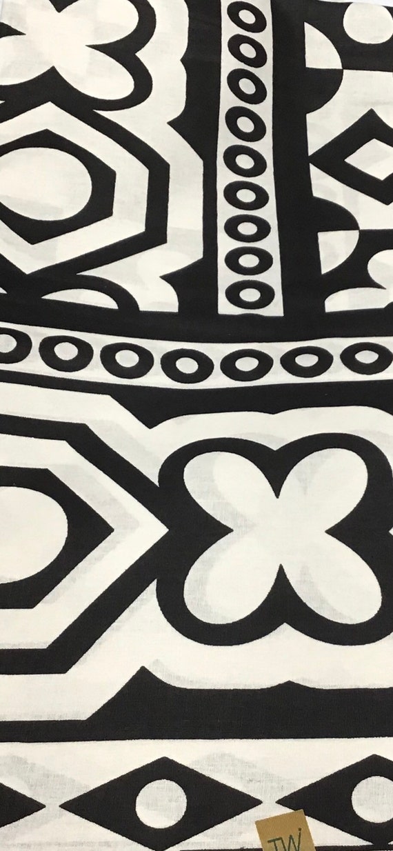African Print Fabric Black. White - Etsy