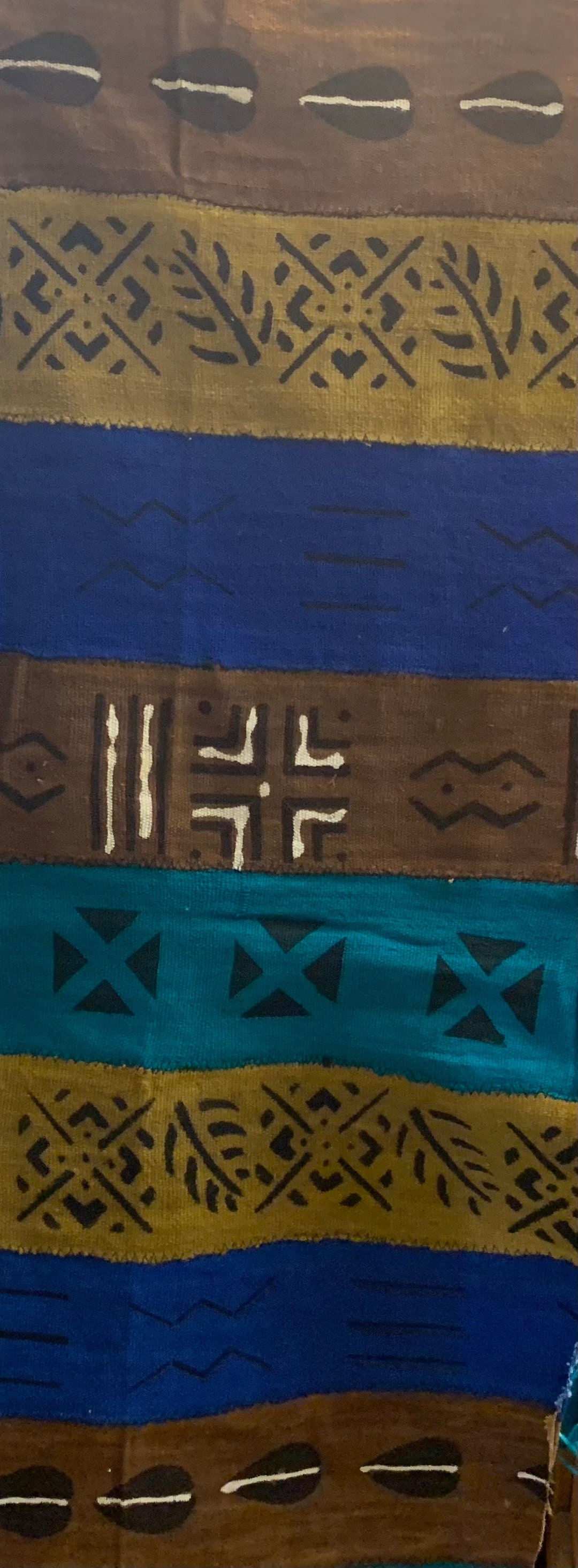 Hand Woven Mud Cloth, Royal Blue, Turquoise, Brown, African Symbols - Etsy
