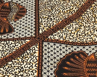 African Print Fabric Caramel, White, Chevron - Etsy