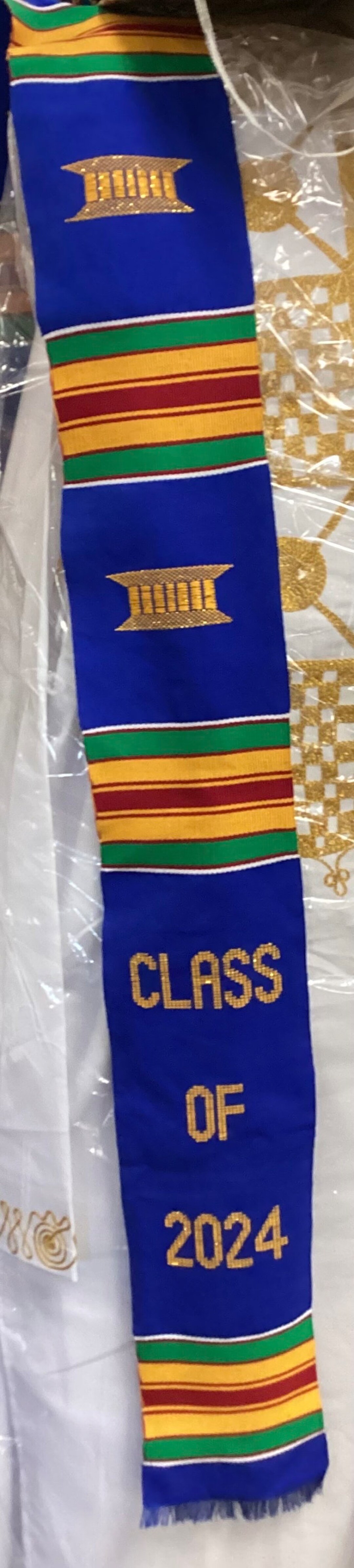 Class of 2024 Graduation Scarf, Blue Cloth, Yellow, Green, Class of ...