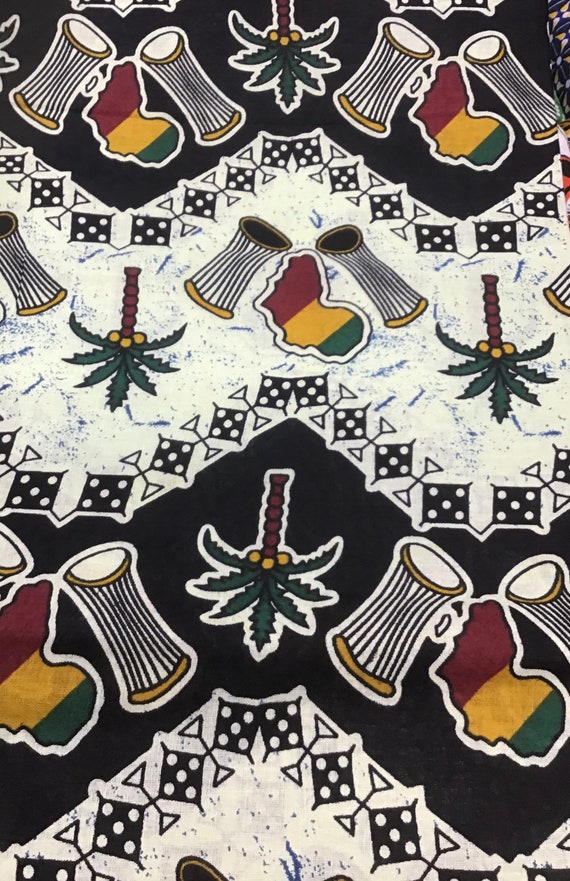 African Print Fabric Black Background | Etsy