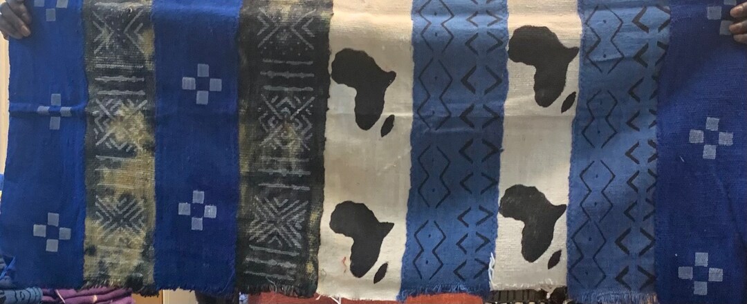 Hand Woven Mud Cloth, Royal Blue, Light Blue, White, Black African Flag ...