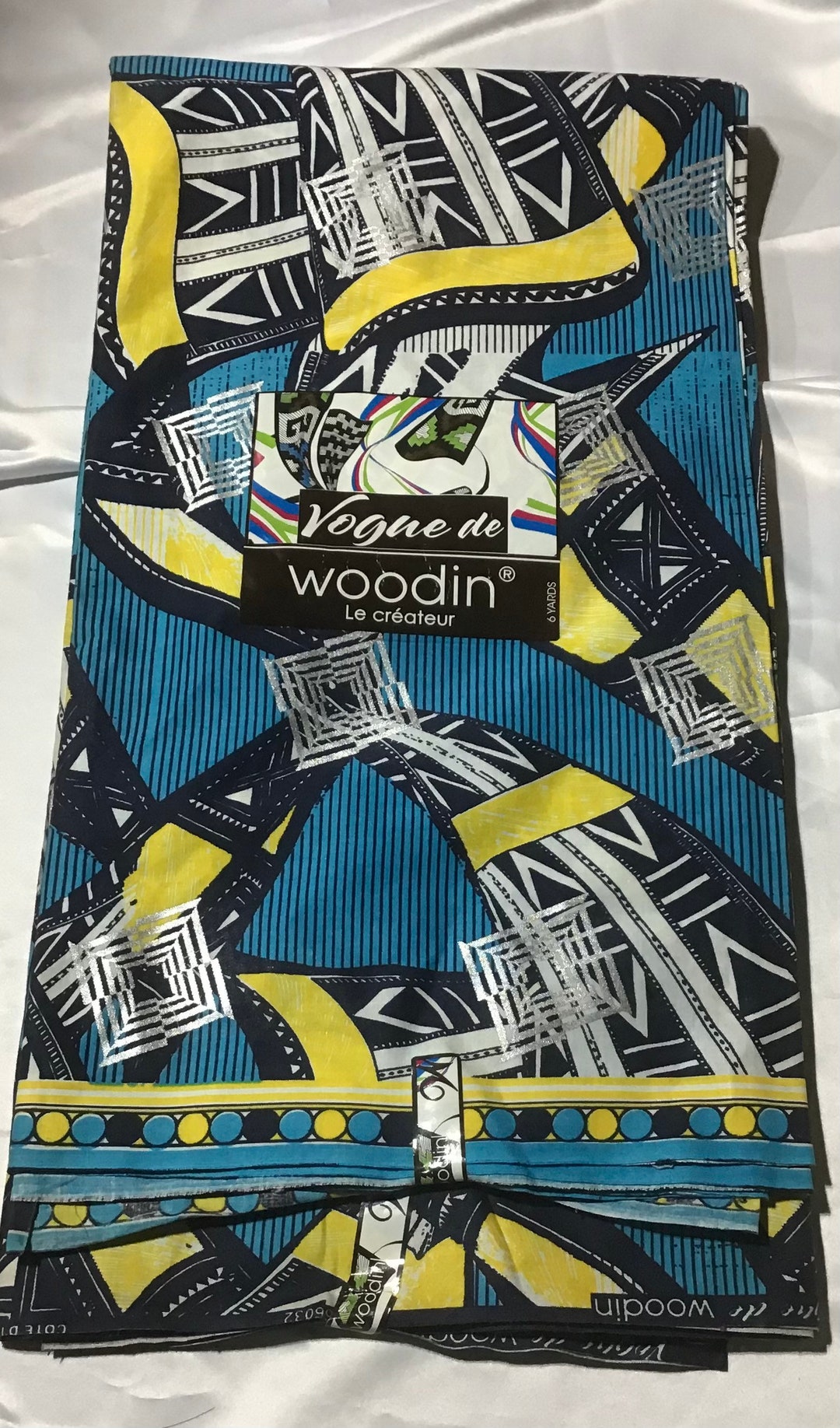 Vogue De Woodin African Fabric - Blue, Yellow, Black ** [2 YARD MINIMUM ...