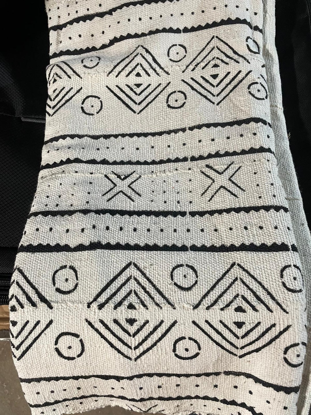 Hand Woven White Mud Cloth, African Symbols, Diamonds, Circles, Lines ...